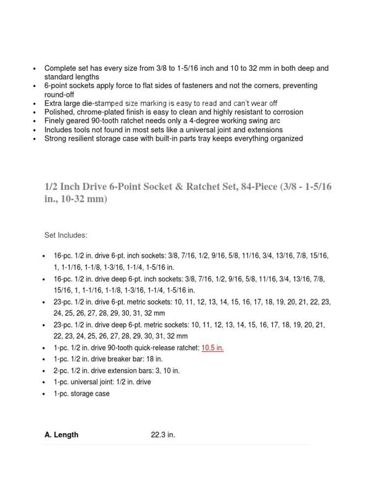 Tekton Half Inch Socket Set | PDF