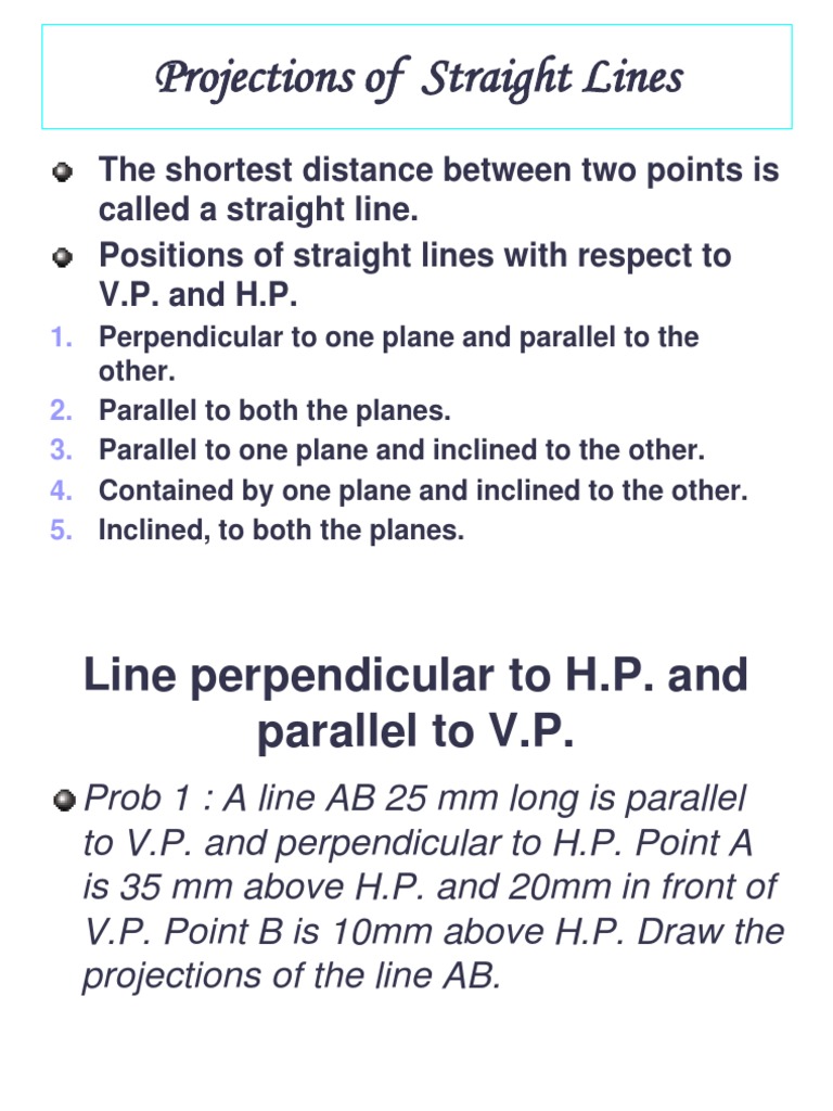 Projection of Straight Lines | PDF | Line (Geometry) | Angle