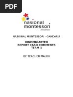 K Report Card Comments | PDF | Reading Comprehension | Word
