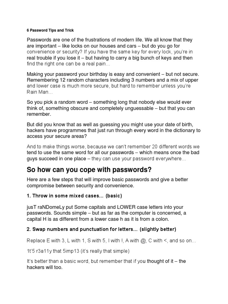 6 Password Tips and Tricks: Finding the Right Balance Between Security ...