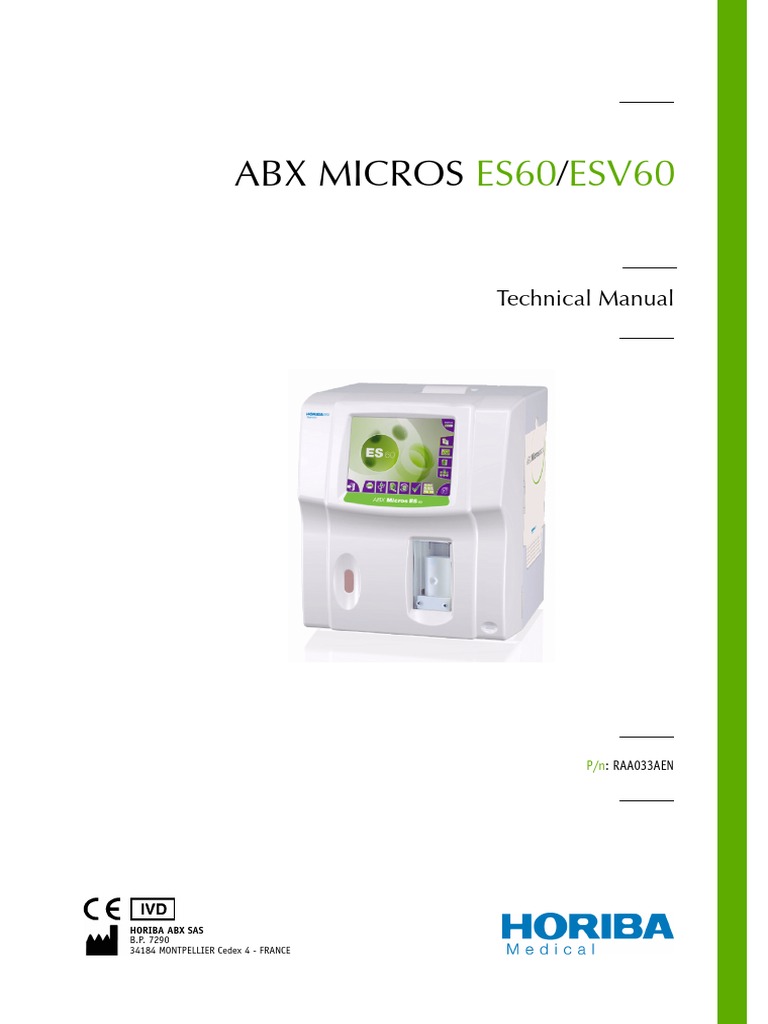 Horiba ABX Micros ES60 ESV60 Service Manual PDF | PDF | White Blood ...