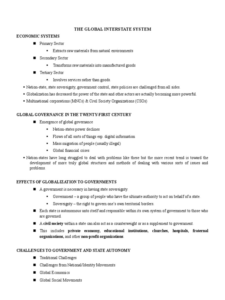 The Global Interstate System: Economic Systems | Download Free PDF ...