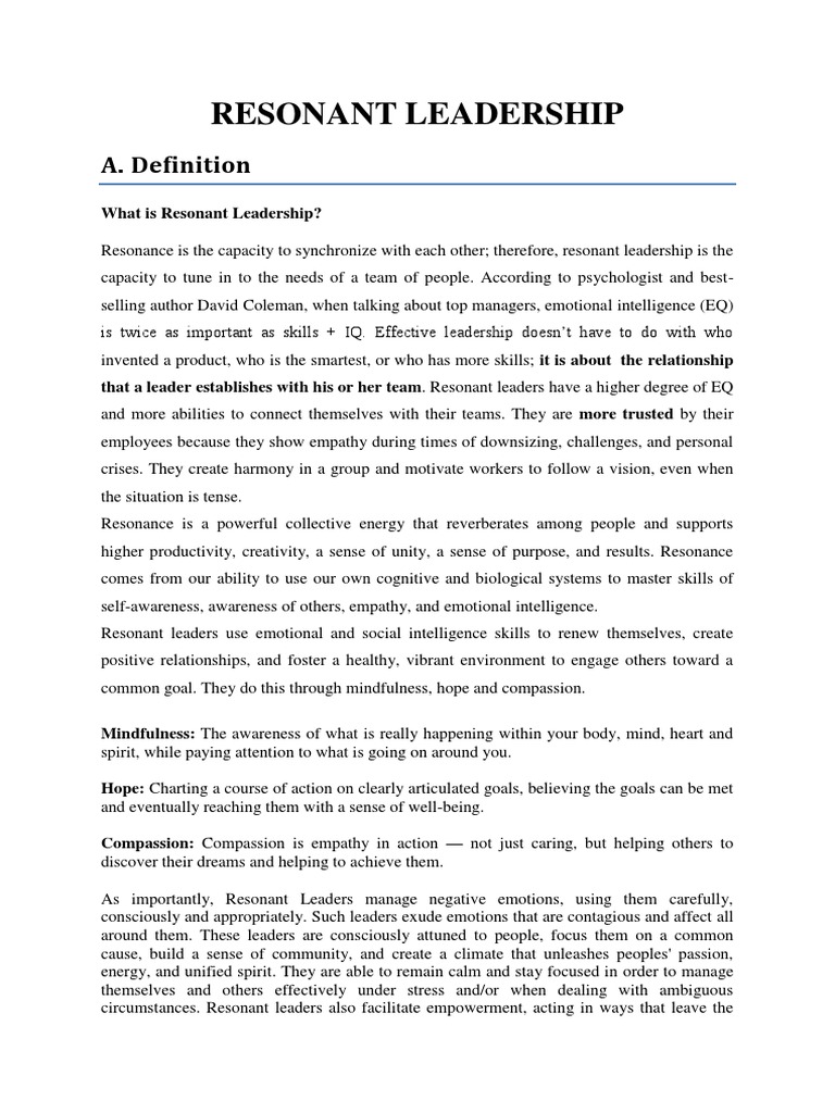 Materi Resonant Leadership - Yuni Siswanti PDF | PDF | Empathy | Leadership