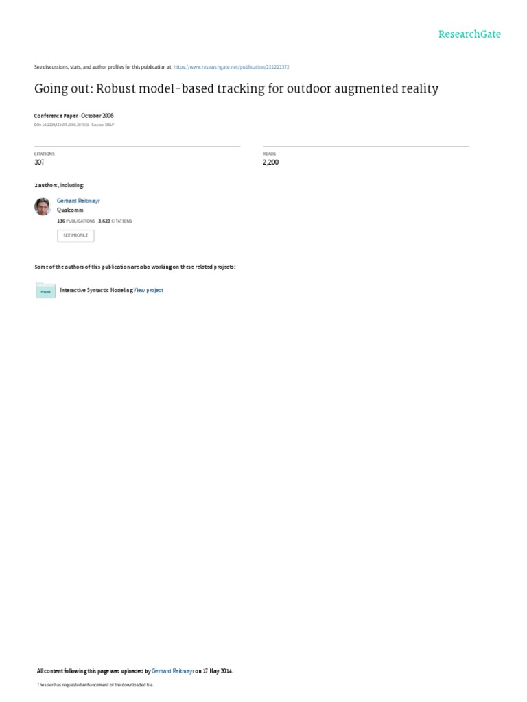 Going Out Robust Model-Based Tracking For Outdoor | PDF | Augmented ...