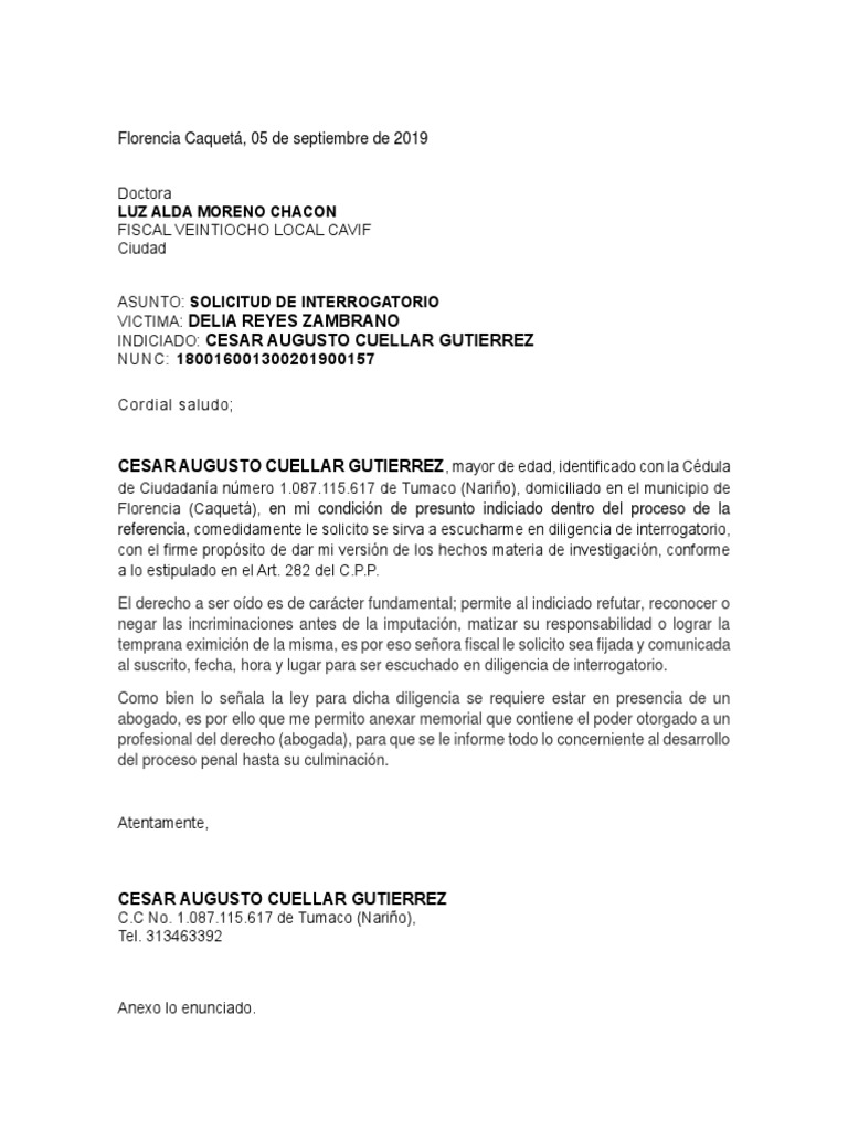 Solicitud de Interrogatorio | PDF