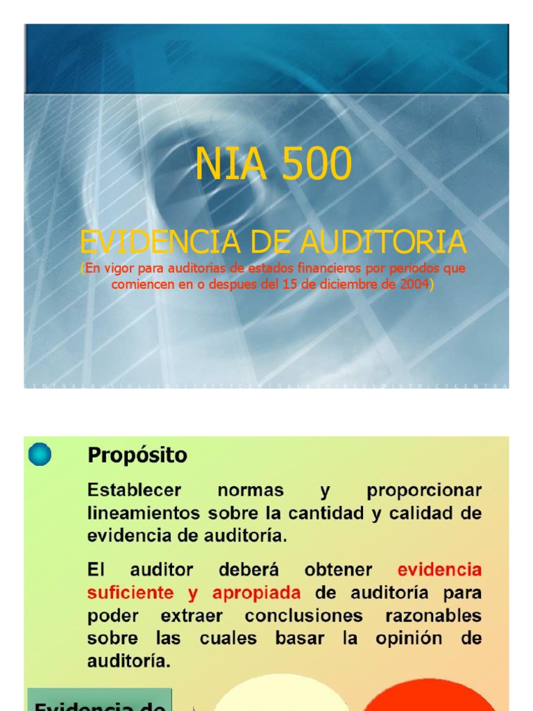 Nia 500 - Evidencia de Auditoria | PDF