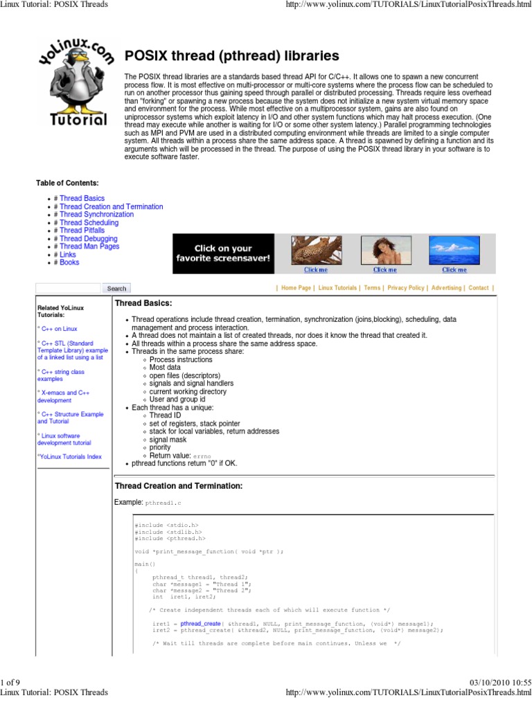 Linux Tutorial - POSIX Threads | PDF | Thread (Computing) | Concurrent ... Linux Tutorial - POSIX Threads | PDF | Thread (Computing) | Concurrent ...