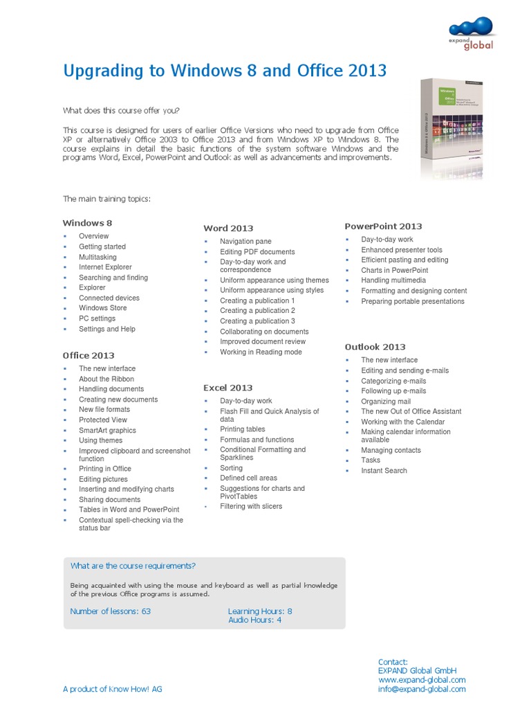 Upgrade to Windows 8 & Office 2013 Course | PDF | Microsoft Office 2013 ...