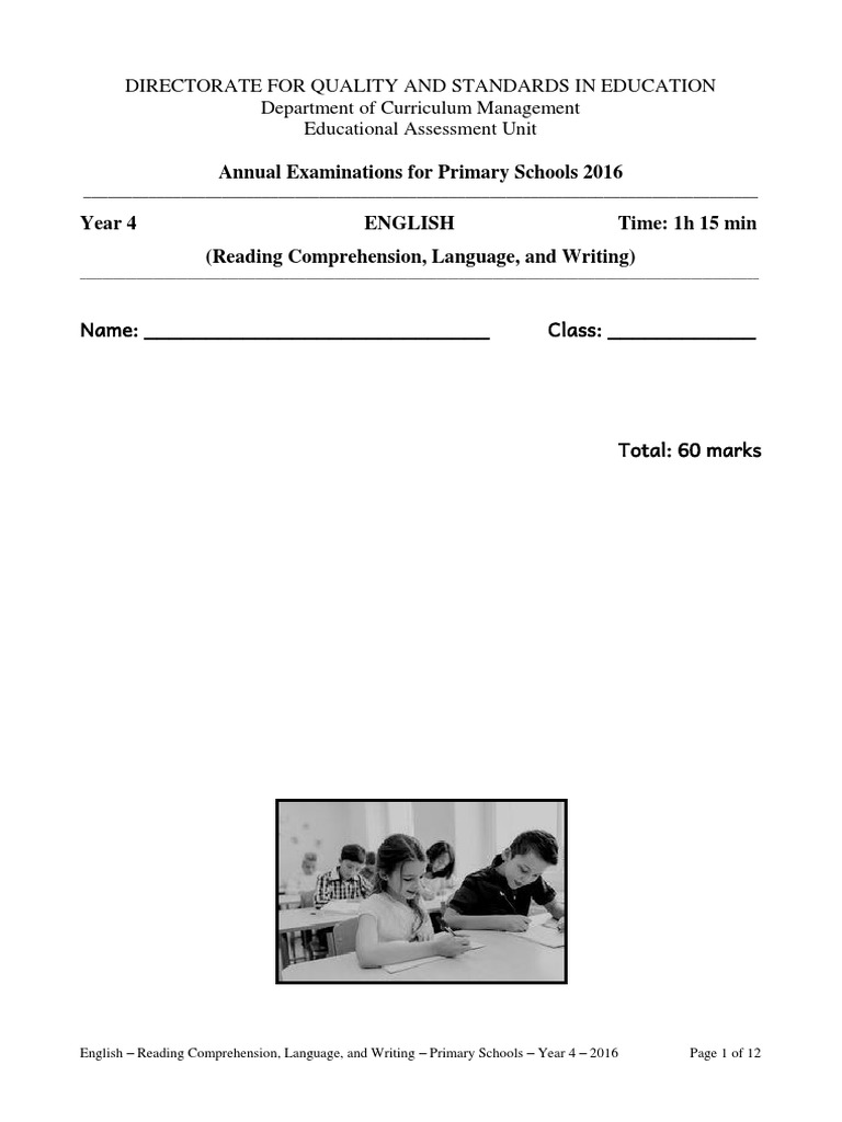 English Y4 2016 | Download Free PDF | English Language | Reading ...