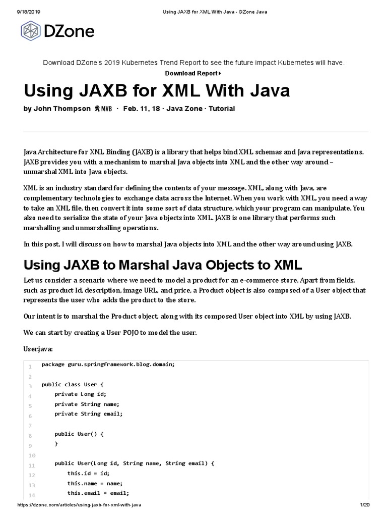 Using Jaxb For Xml With Java Dzone Java Pdf Xml Method Computer Programming