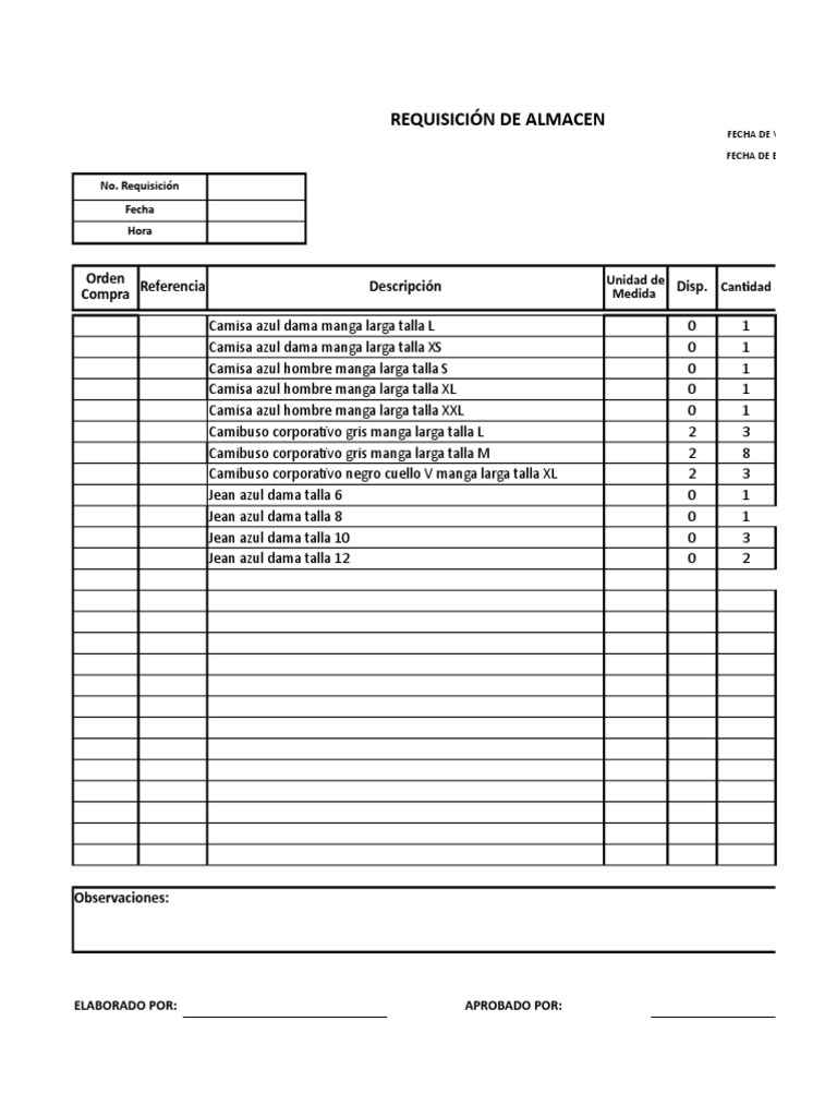 Formato Requisicion de Almacen.. | PDF