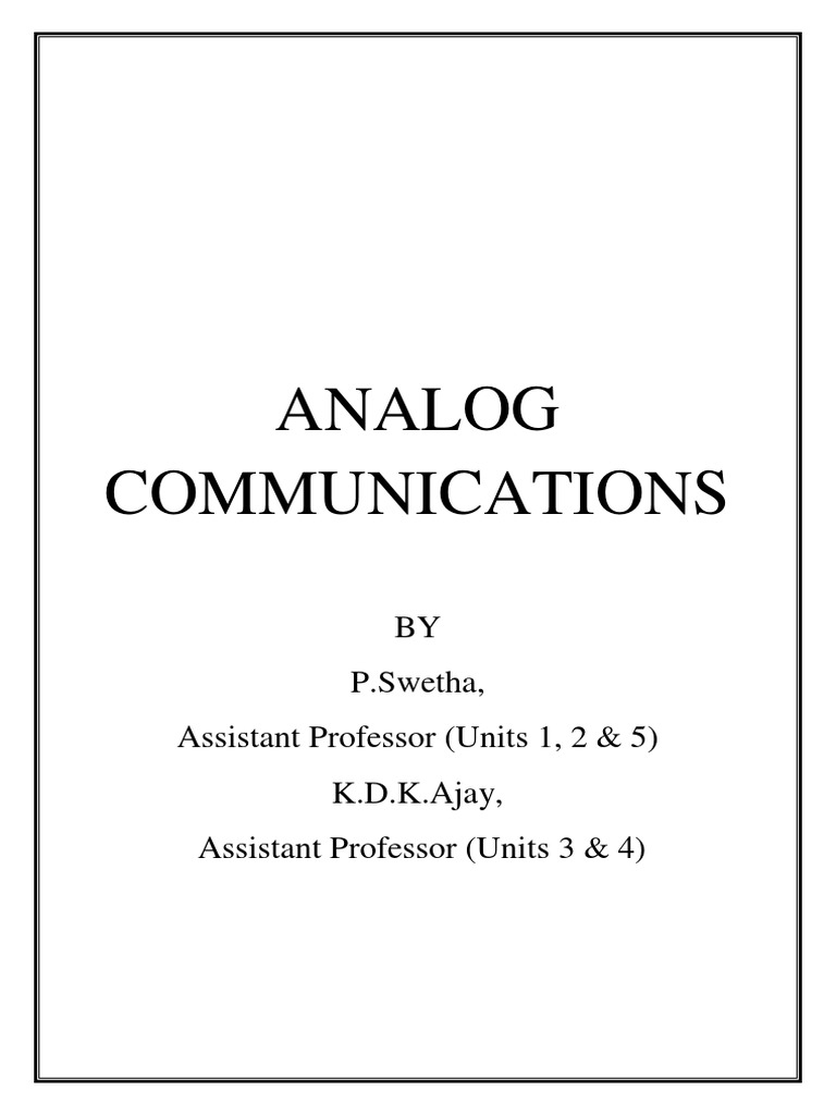 Analog Communications-Notes PDF | PDF | Detector (Radio) | Amplifier