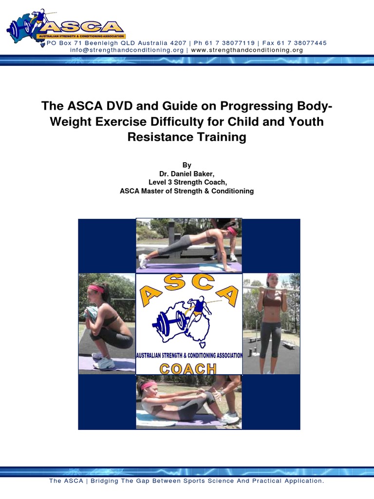 The ASCA DVD and Guide On Progressing Body-Weight Exercise Difficulty ...