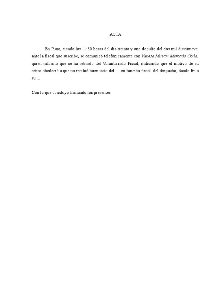 Acta de Retiro | PDF