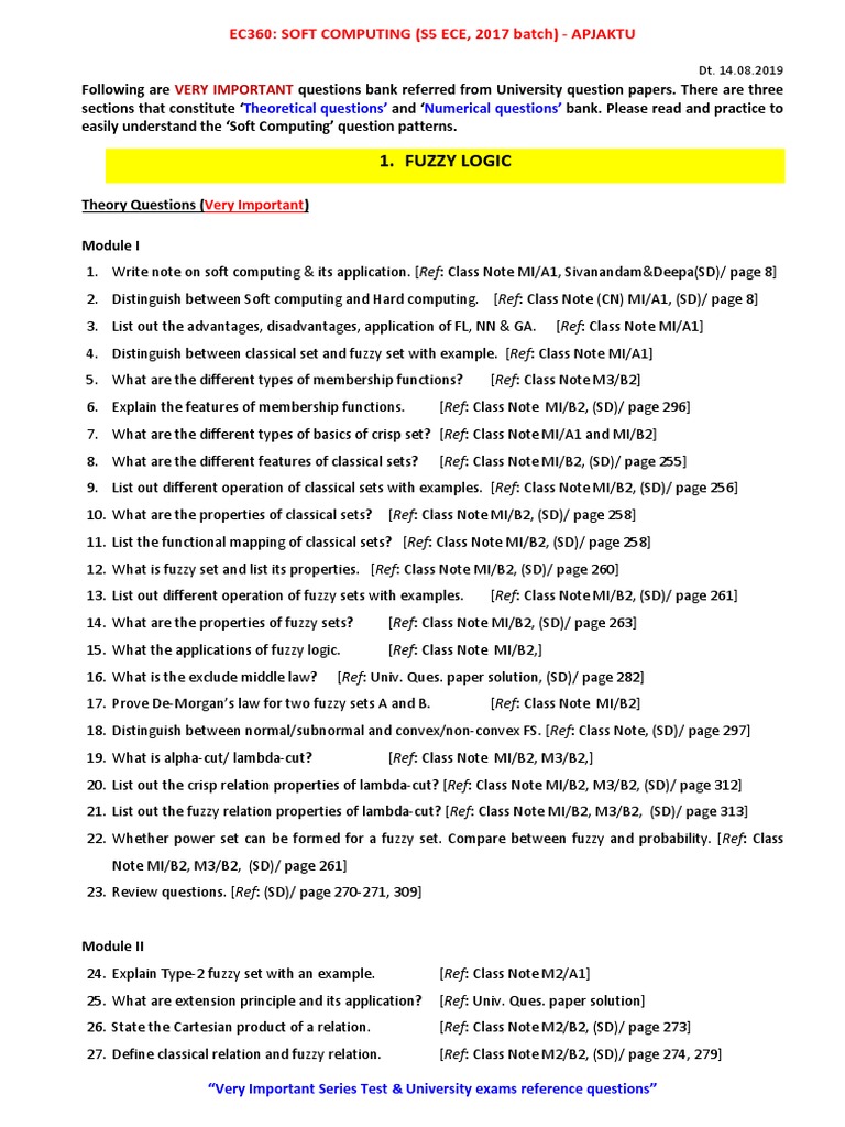EC360 Important University Questions PDF | PDF | Artificial Neural Network | Fuzzy Logic