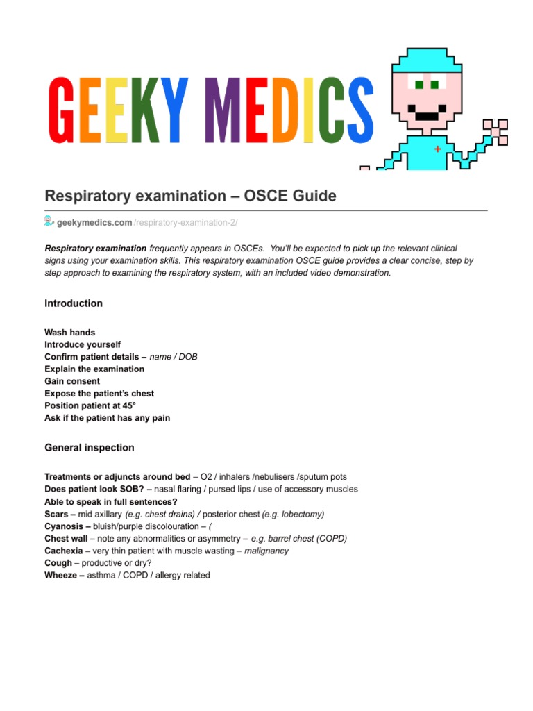 Respiratory Examination OSCE Guide | PDF | Thorax | Chronic Obstructive ...