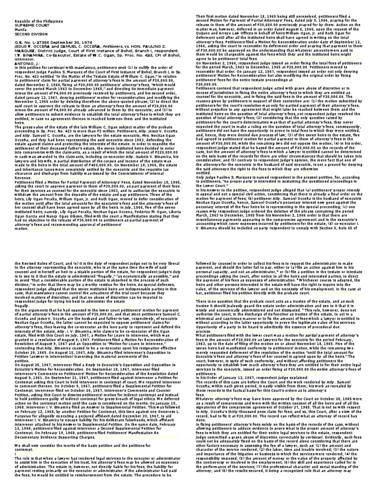 Occena vs. Marquez | PDF | Attorney's Fee | Lawyer