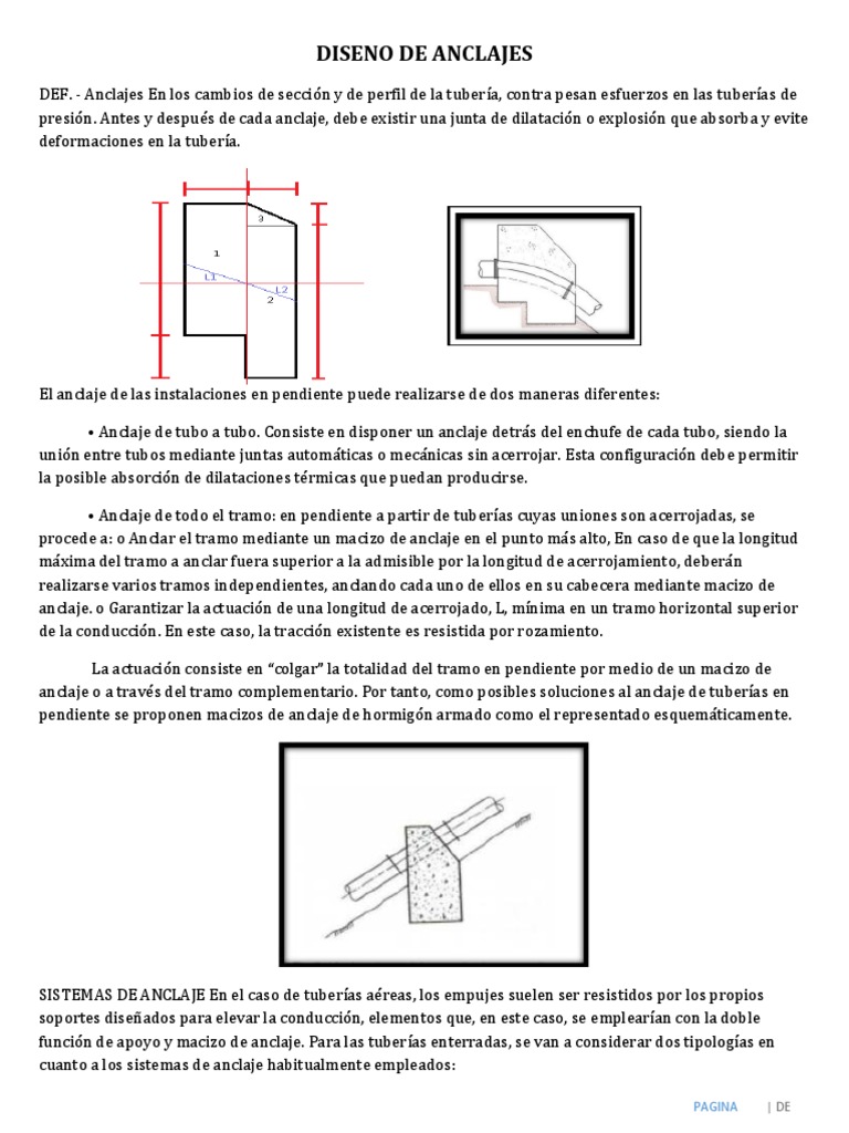 Diseño de Anclajes para Tuberías | PDF | Hormigón | Tubería (transporte ...