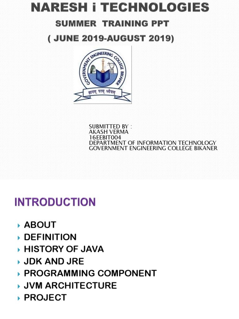 Submitted By: Akash Verma 16EEBIT004 Department of Information ...