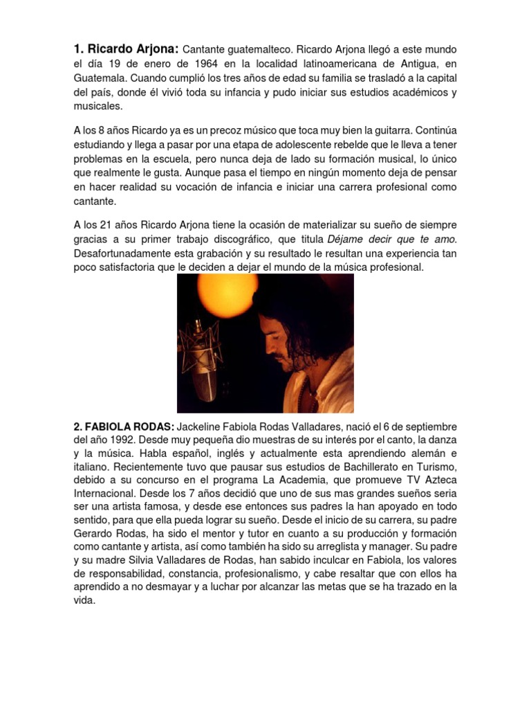 Grupos Musicales Famosos de Guatemala | PDF | Músicos | Grupos musicales