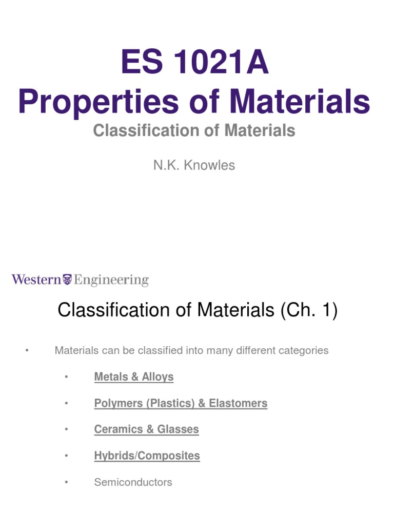 02 Classification of Materials PDF | PDF | Materials Science ...
