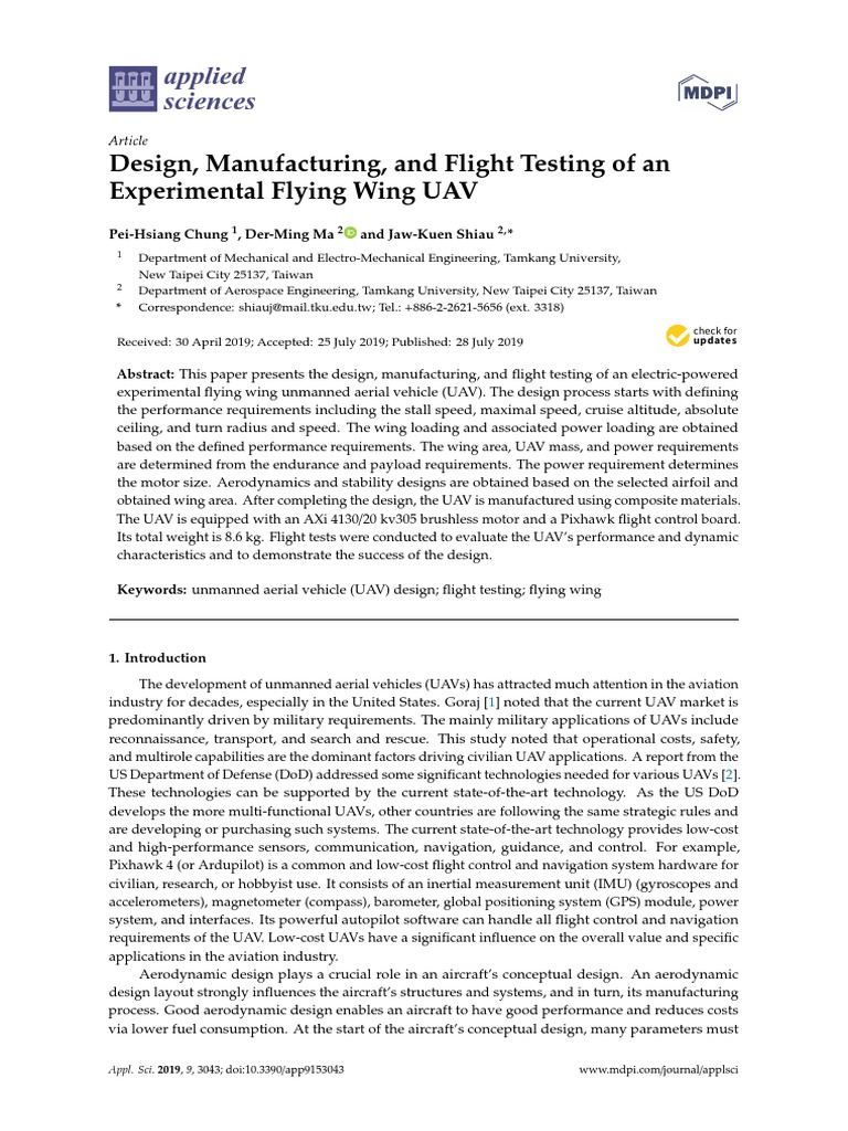 Design, Manufacturing, and Flight Testing of An Experimental Flying ...