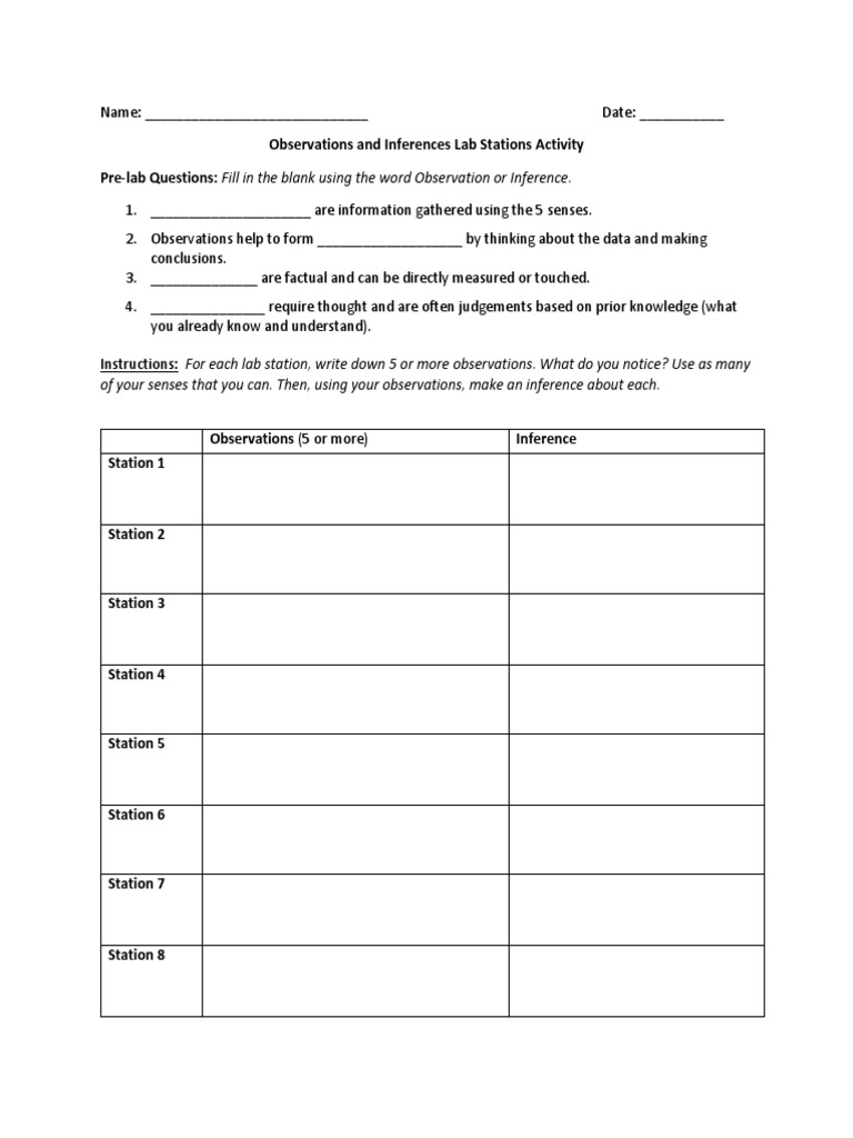 Observation Vs Inferences Stations | PDF