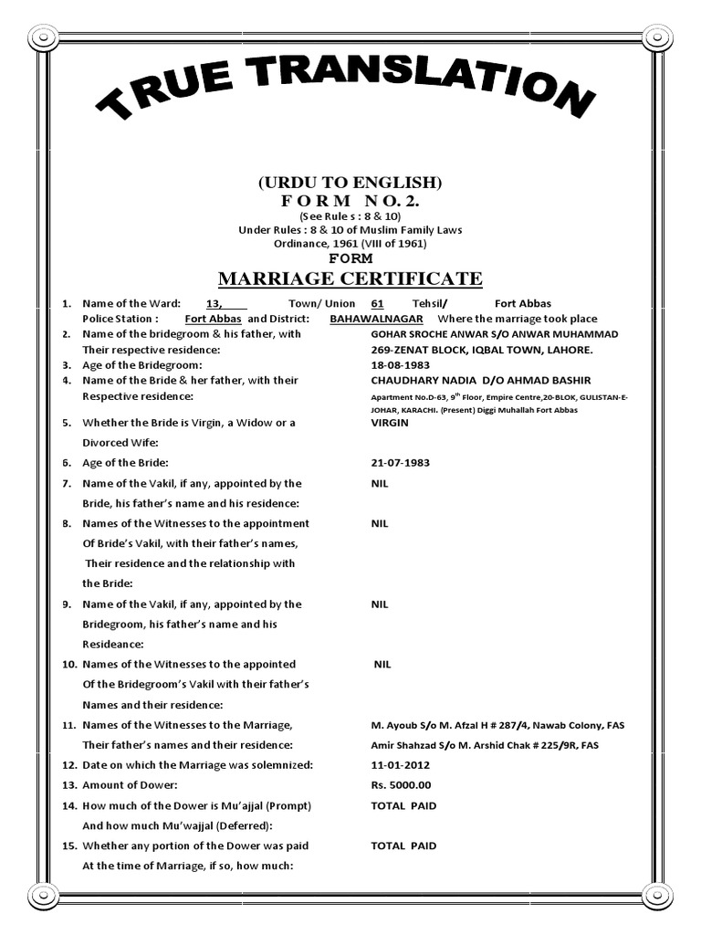Nikah Nama.pdf | Wife | Marriage