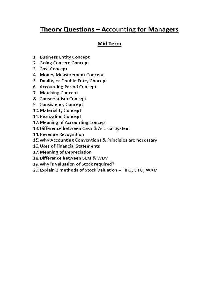 Theory Questions - AFM - IBS Powai | PDF