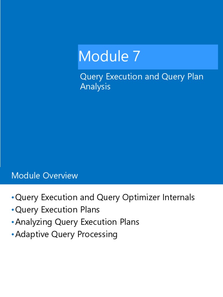 Query Execution and Query Plan Analysis | PDF | Microsoft Sql Server ...