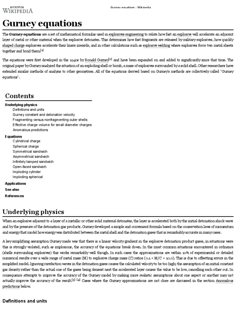 Gurney Equations | PDF | Physical Sciences | Nature
