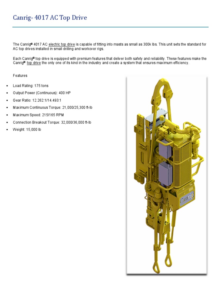 Top Drive Model | PDF | Horsepower | Transmission (Mechanics)