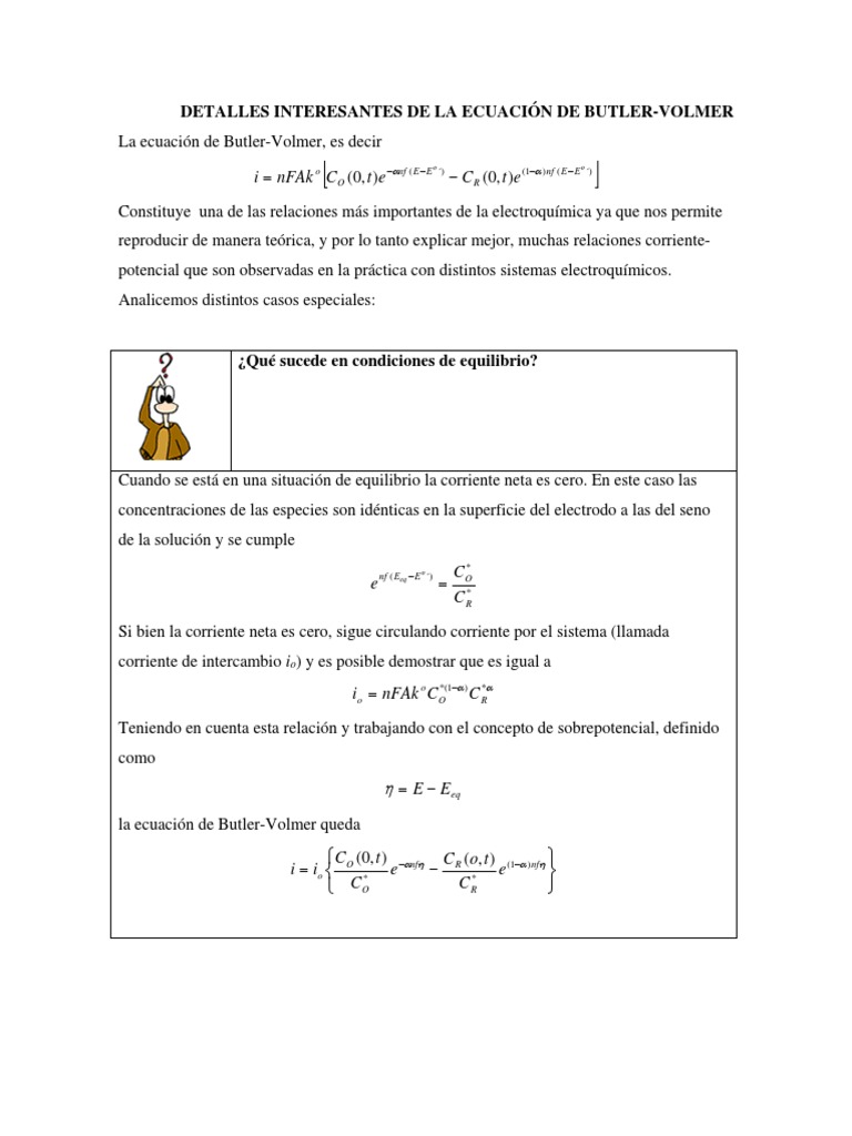Análisis de la Ecuación de Butler-Volmer | PDF | Electroquímica ...