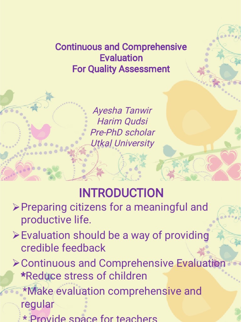 Continuous and Comprehensive Evaluation For Quality Assessment | PDF ...