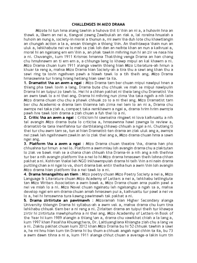 Challenges in Mizo Drama | PDF