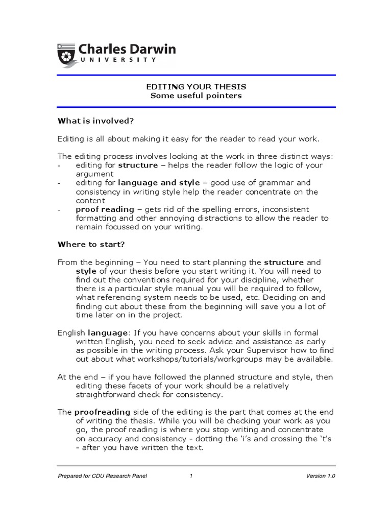 Editing Your Thesis | PDF | Editing | Proofreading