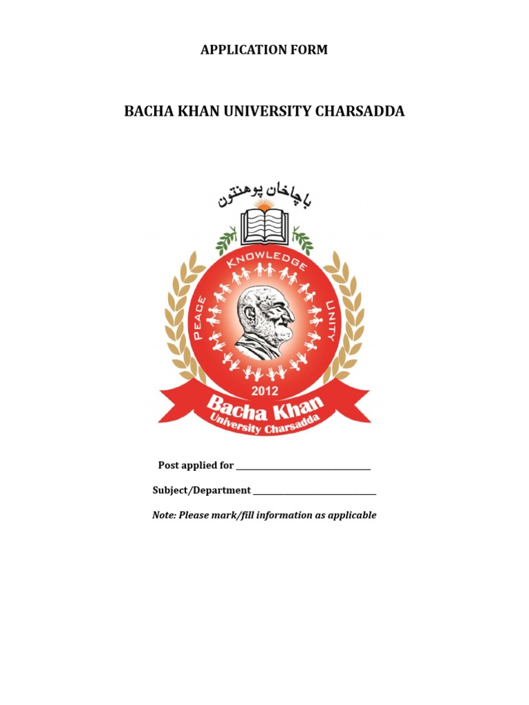 Bacha Khan University Application Form | PDF | Doctor Of Philosophy ...