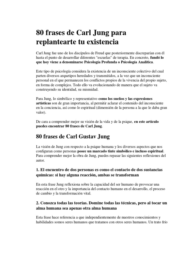 Frases de Carl Jung sobre la existencia | PDF | Carl Jung | Psicologia ...