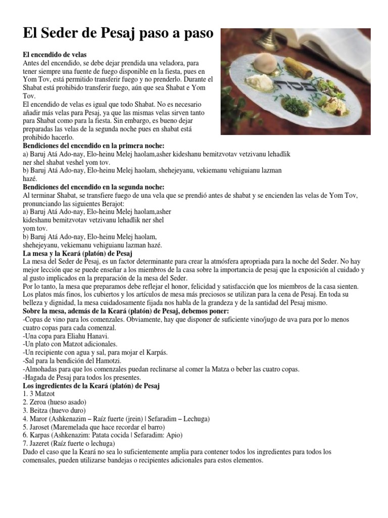 El Seder de Pesaj Paso A Paso | PDF | Seder de Pascua | Pascua