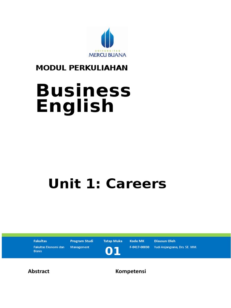 Module 01 Business English Prodi Management (Market Leader) Code F-0417 ...