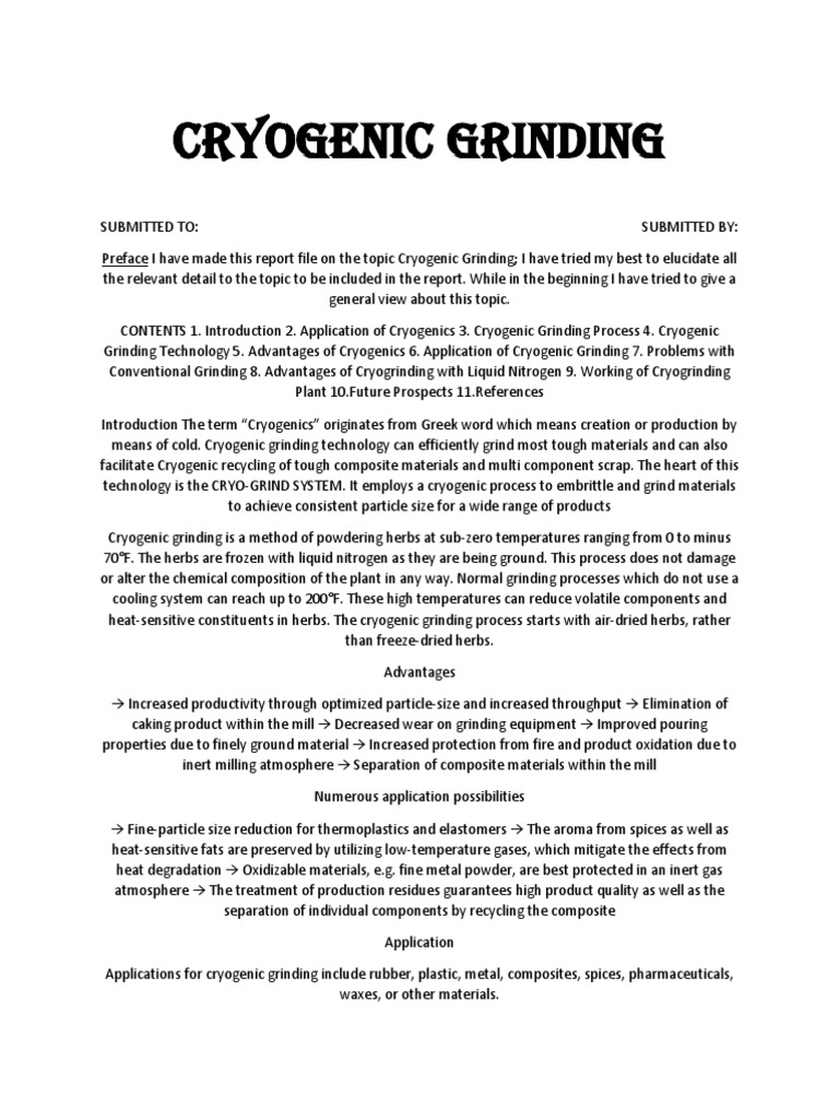 Cryogenic Grinding | PDF | Cryogenics | Spice