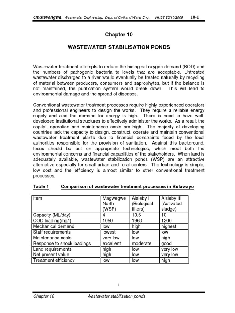 Waste Water Stabilisation Ponds | PDF | Sewage Treatment | Anaerobic ...