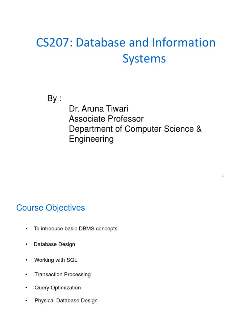 CS207: Database and Information Systems | PDF | Conceptual Model | Data Model