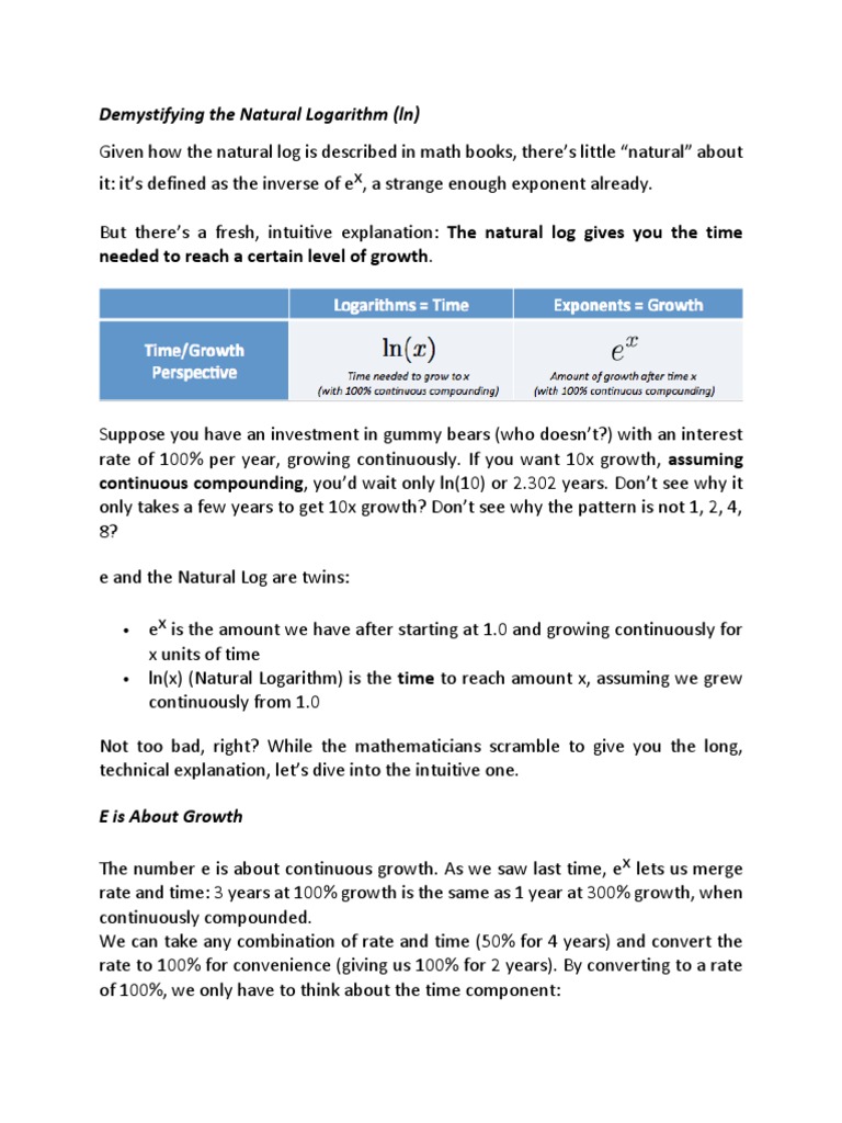 Demystifying The Natural Logarithm | PDF | Logarithm | Numbers
