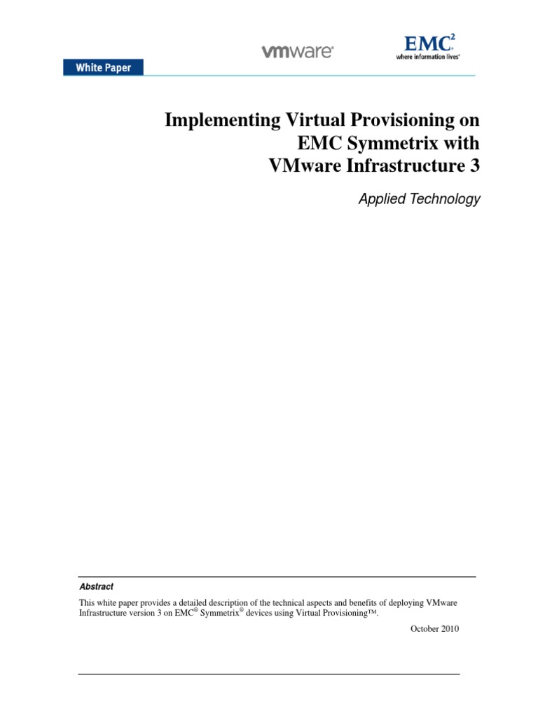 White Paper Symmetrix Virtual Provisioning | PDF | V Mware | File System