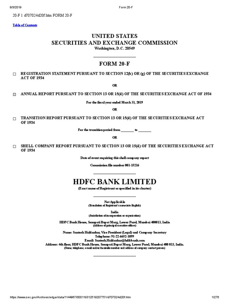 Form 20-1 | PDF | Banks | Stocks