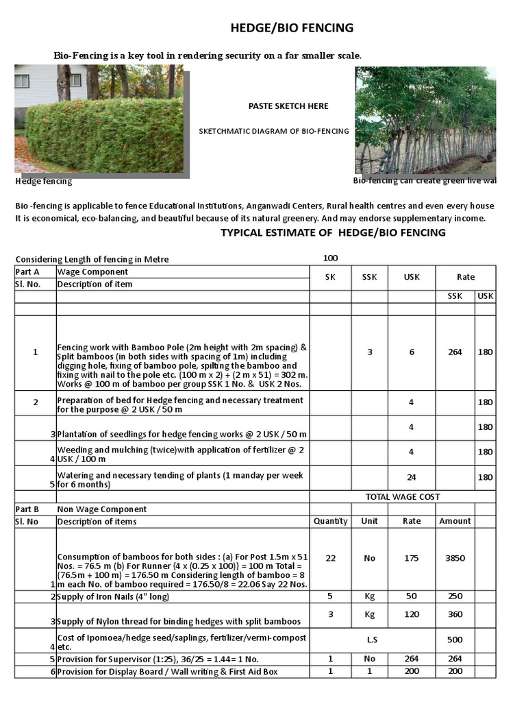 Typical Estimate of Hedge/Bio Fencing | Download Free PDF | Bamboo ...