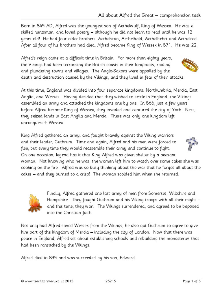 Alfred The Great Worksheet | PDF | Wessex | Anglo Saxons