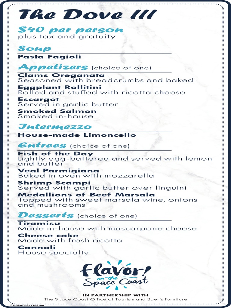 The Dove III Menu | PDF