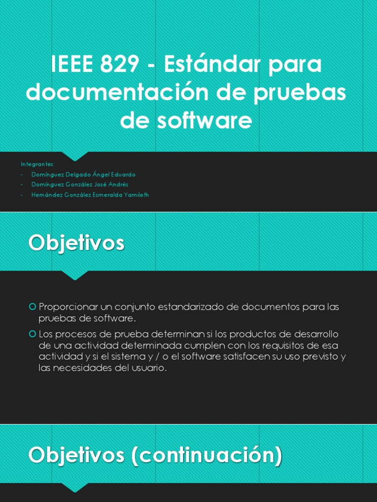 Estándar IEEE 829 para Pruebas de Software | PDF | Pruebas de software ...